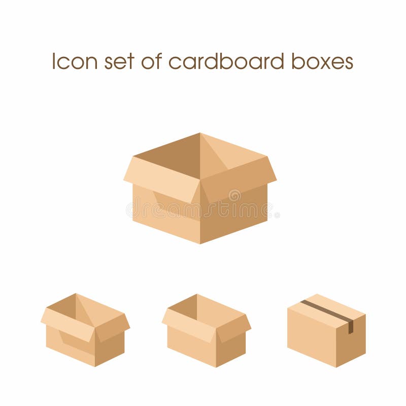 Icon Set of Cardboard Boxes Stock Illustration - Illustration of ...