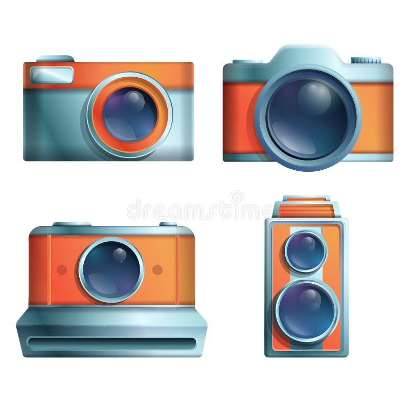 Vintage Cameras Set Cartoons Stock Vector - Illustration of postcard ...