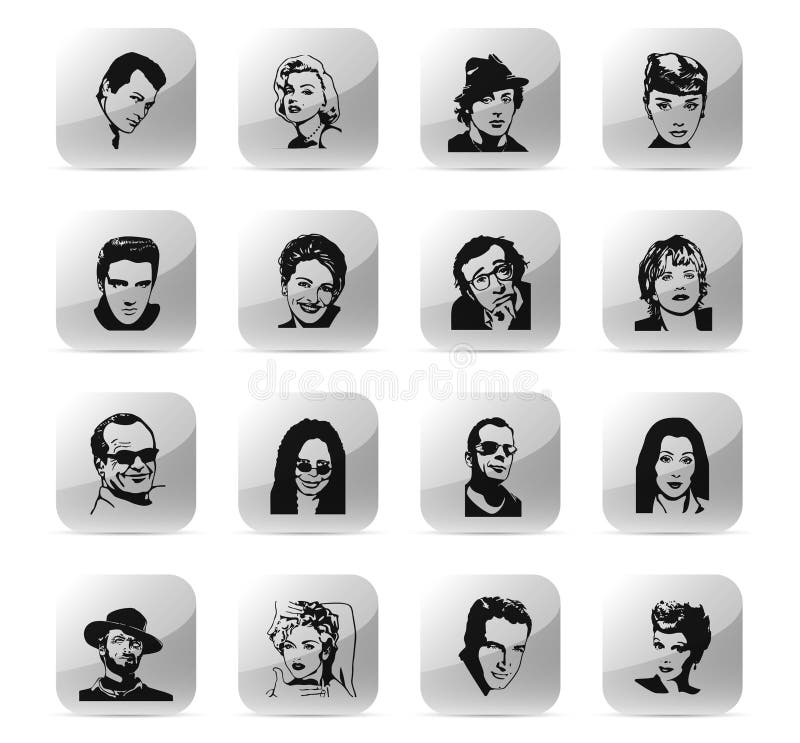 Icon set celebrity 2 editorial stock photo. Illustration of expressions ...