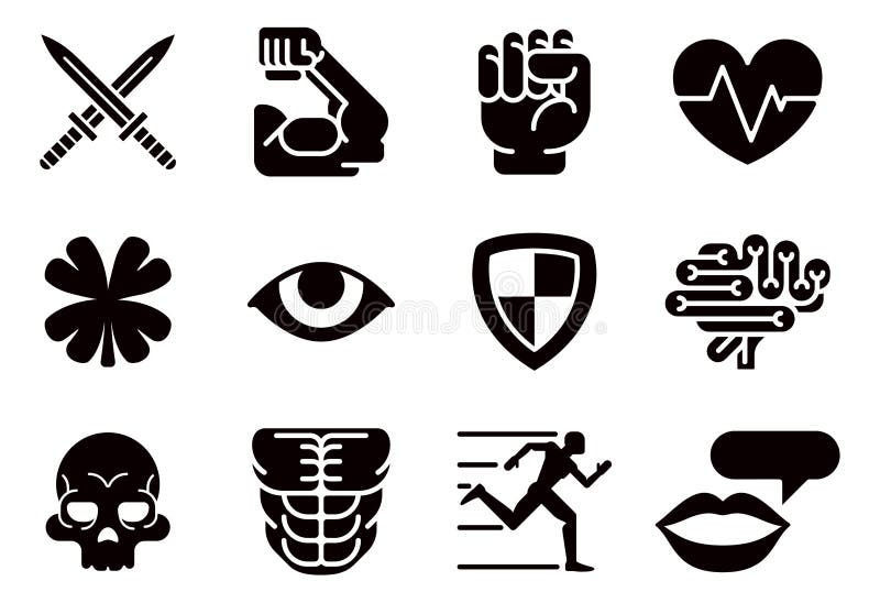 Icon Set Character Game Attributes Stock Vector - Illustration of ...