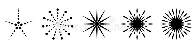 Icon Set of Circle Star Burst Ray Design Element Stock Vector ...