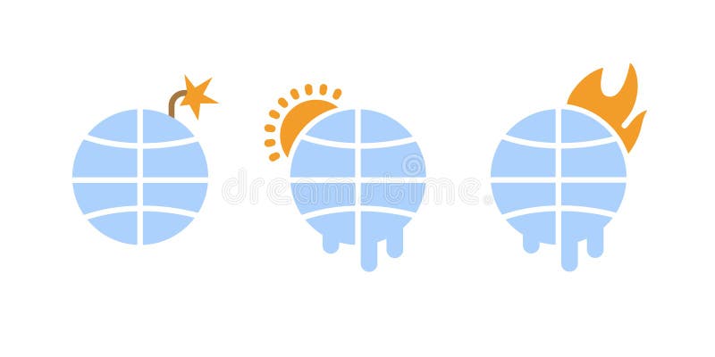 Icon Set for Climate Change and Environmental Impact. Stock Vector ...