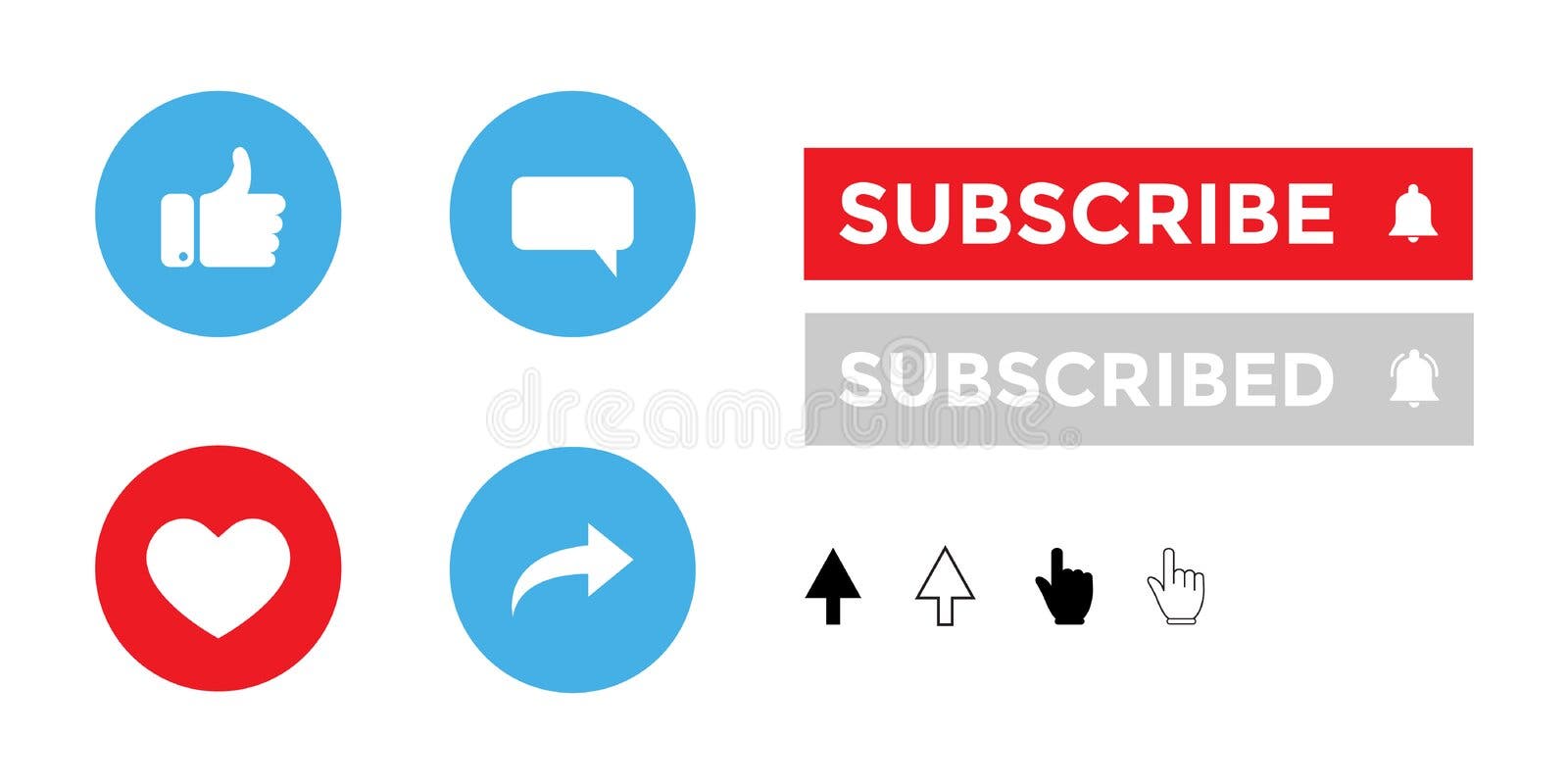 Like, Love, Comment, Share, and Menu Button Icon Vector Stock Vector ...