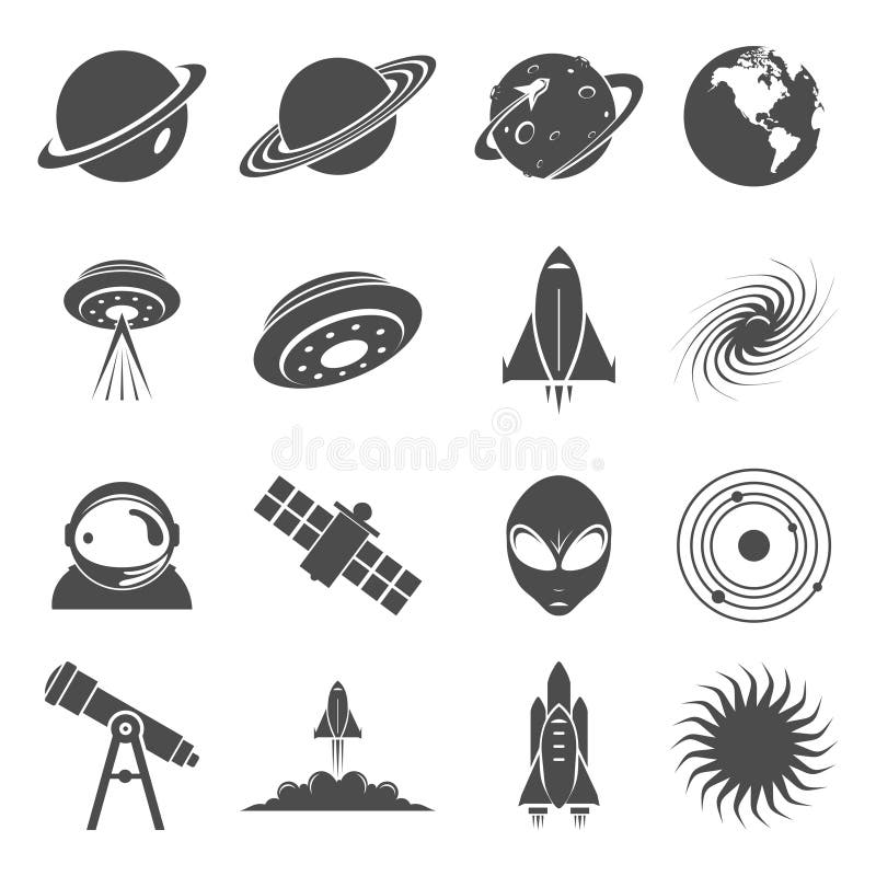 Icon Set Collection of Planet and Outer Space Stock Vector ...