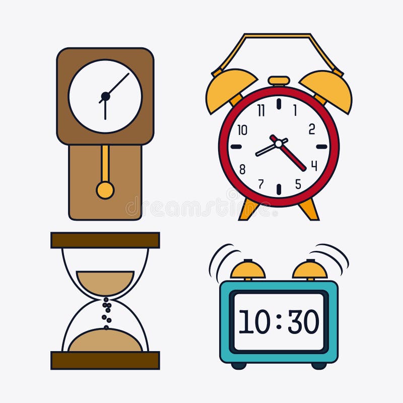Icon Set of Colorfull Clocks. Time Design. Vector Graphic Stock ...