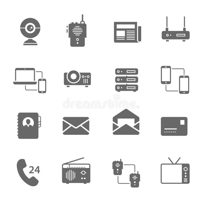 Icon Set - Communication Devices Stock Vector - Illustration of radio ...