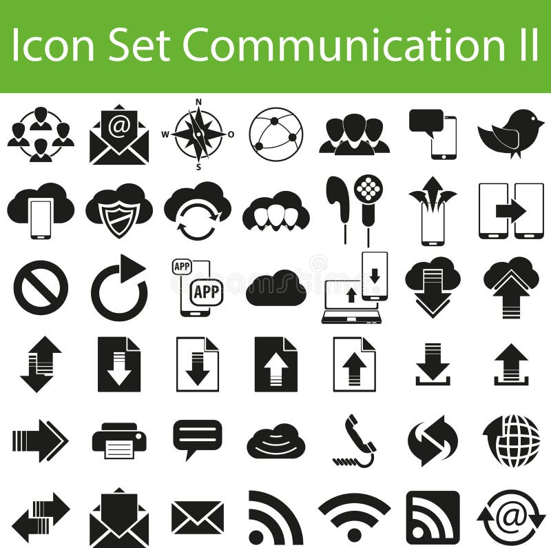 Icon Set Communication II stock vector. Illustration of element - 55390437