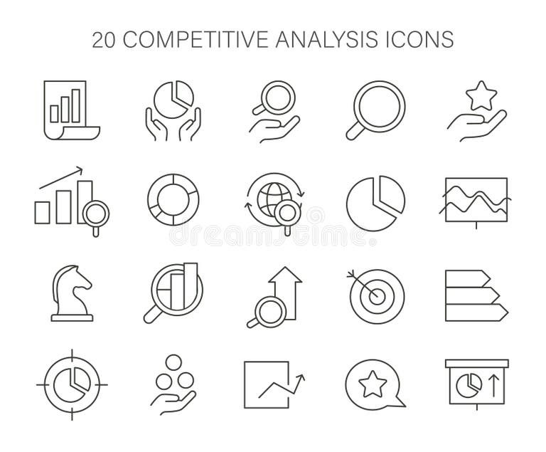 Icon Set for Competitive Analysis. Essential Visual Tools for Market ...