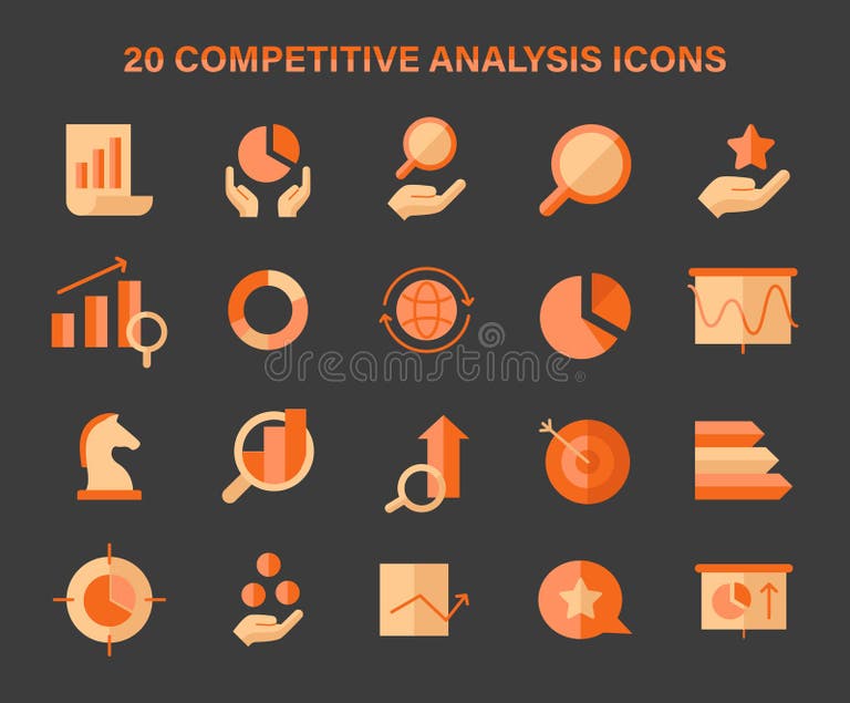 Icon Set for Competitive Analysis. Essential Visual Tools for Market ...