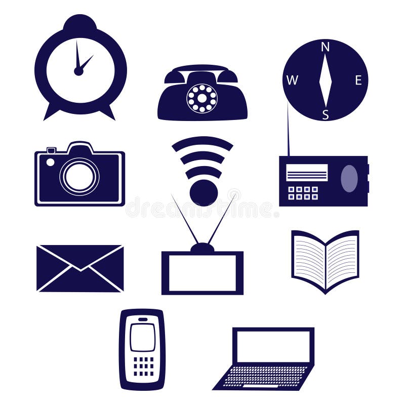 Icon Set Consisting of Elements of Communication and Information Stock ...