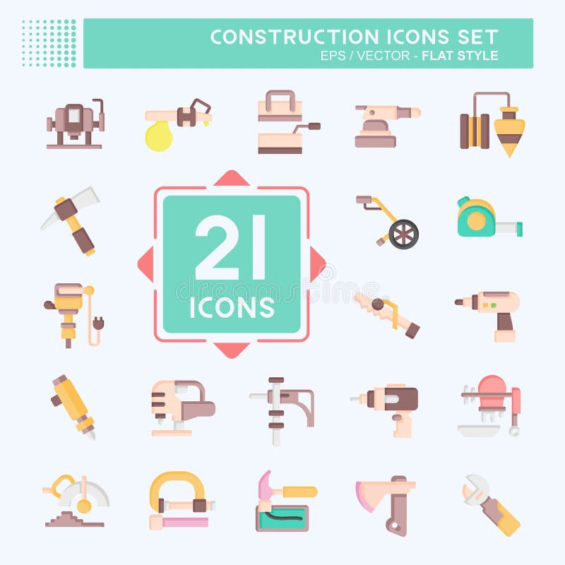 Icon Set Construction. Related To Building Symbol. Flat Style. Simple ...