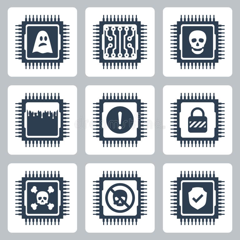 Icons of CPU Critical Exploit Vulnerabilities Stock Vector ...
