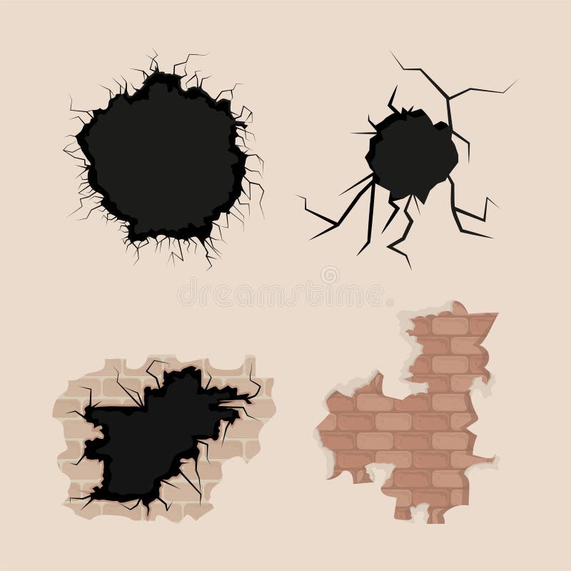 Icon Set Cracked Bricks Wall Stock Vector - Illustration of freedom ...