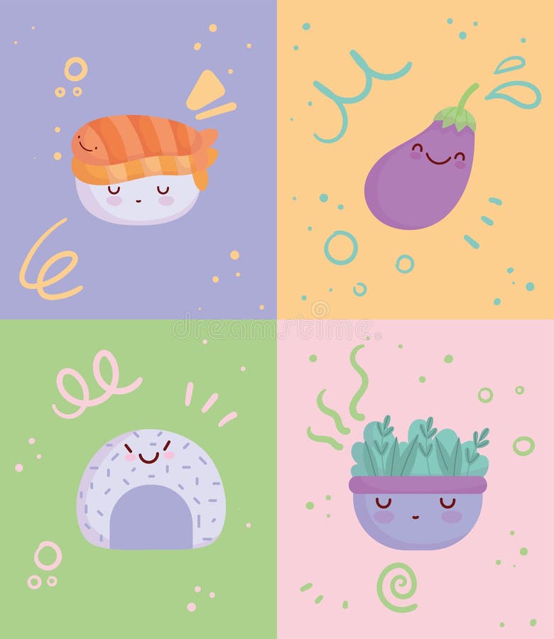 Icon set cute food stock vector. Illustration of salad - 264703753