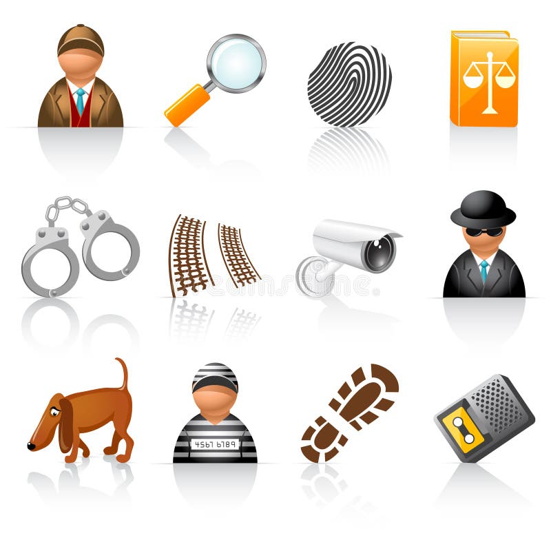 Icon Set for Detective Agency Stock Vector - Illustration of lens ...