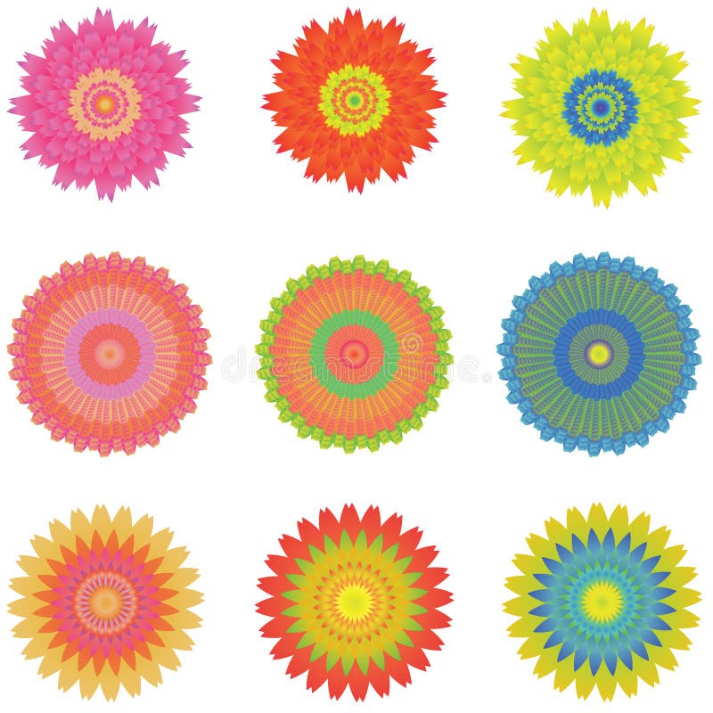Icon Set with 9 Different Flowers, Isolated on White, Vector Stock ...