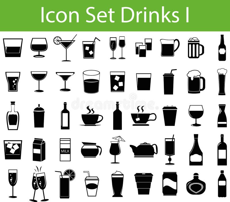 Icon Set Drinks I stock illustration. Illustration of pattern - 53405875