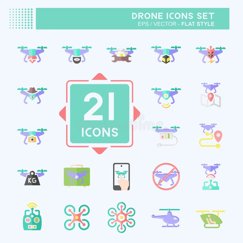 Icon Set Drone. Related To Technology Symbol. Flat Style. Simple Design ...