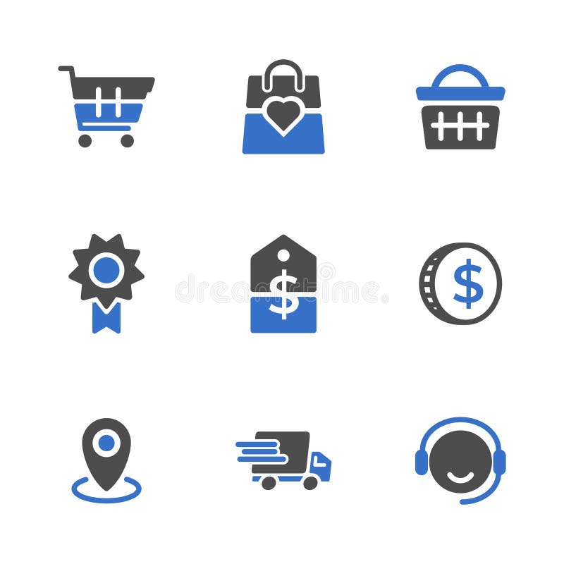 Icon Set with E Commerce Theme. Simple Icon Pack with Flat Design Style ...