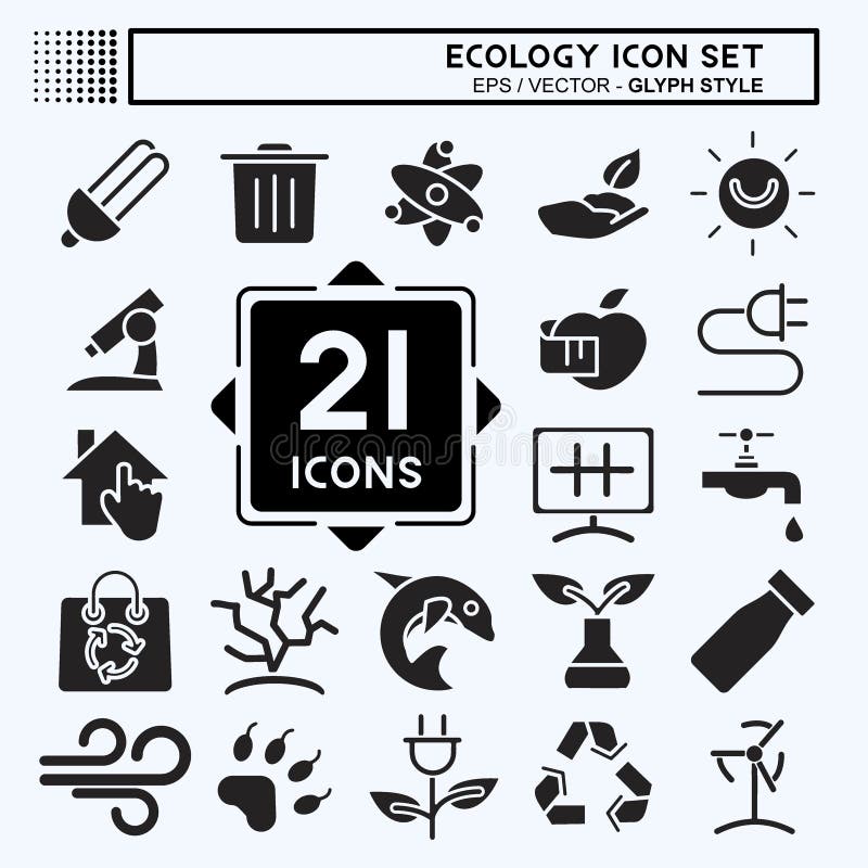 Icon Set Ecology. Suitable for Education Symbol. Glyph Style. Simple ...