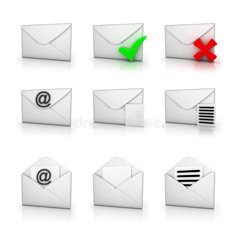 Icon set email stock illustration. Illustration of white - 26771063