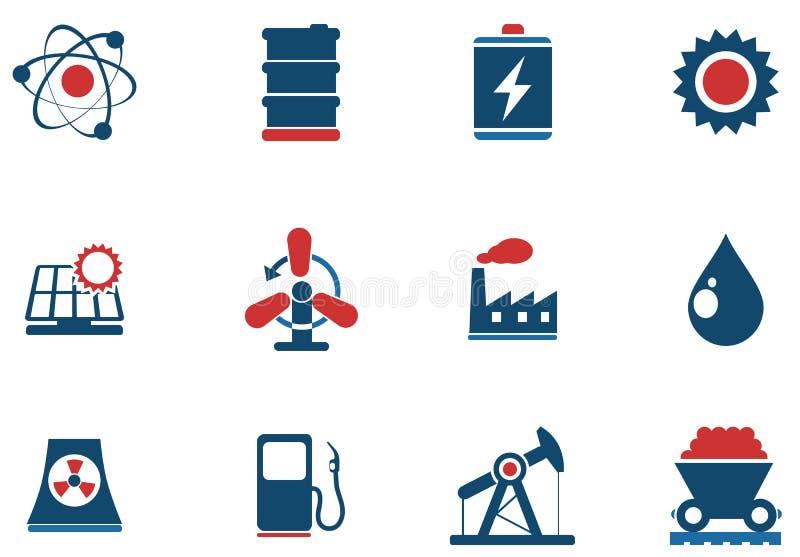Energy and Industry Icons Set Stock Vector - Illustration of power ...