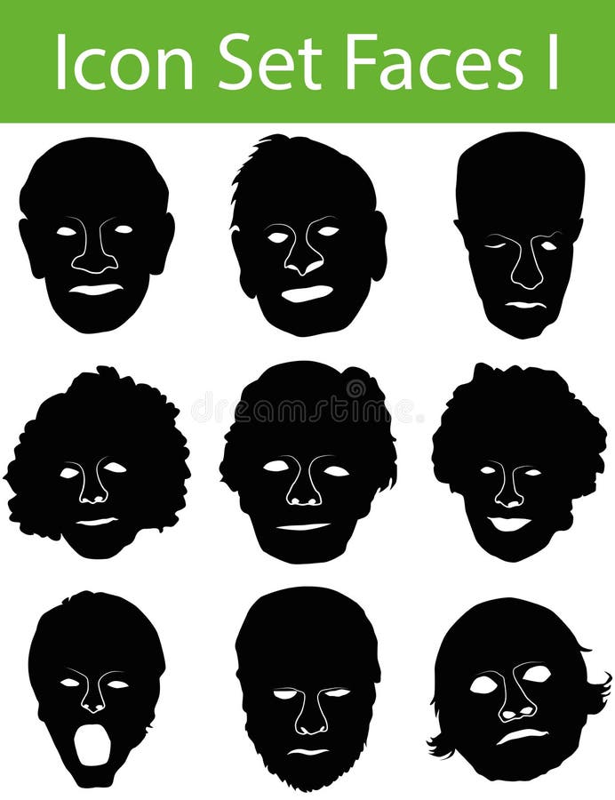 Icon Set Faces I stock vector. Illustration of template - 65224680