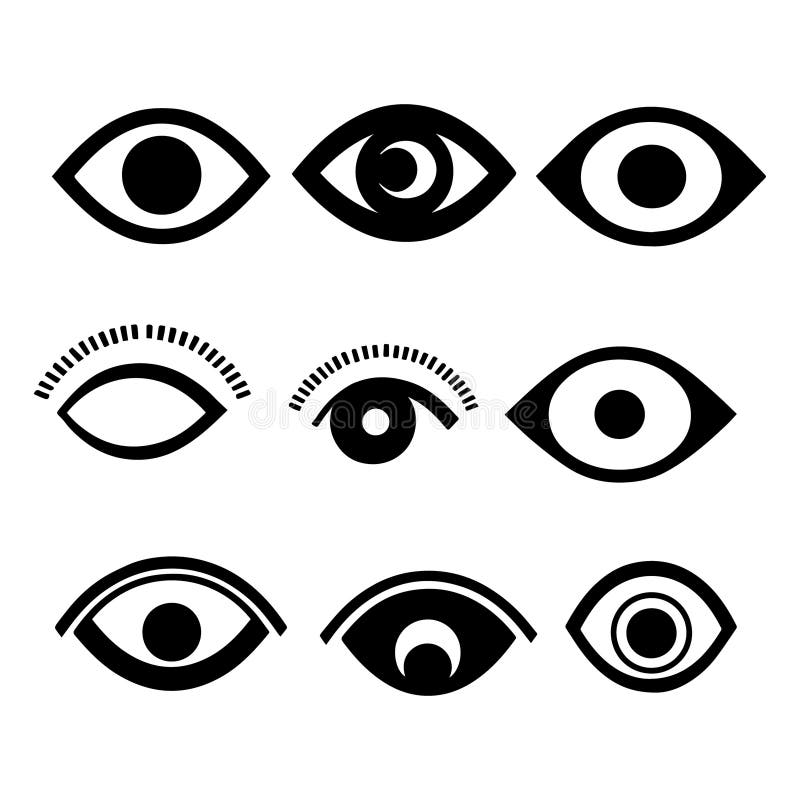 Minimalistic Eye Icon Set in Various Styles Stock Illustration ...