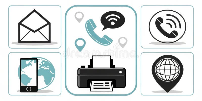 Modern Flat Design Communication Icon Set with Mail, Call, Internet ...