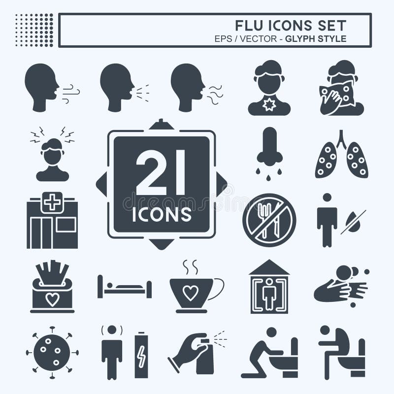 Icon Set Flu. Suitable for Education Symbol. Glyph Style. Simple Design ...