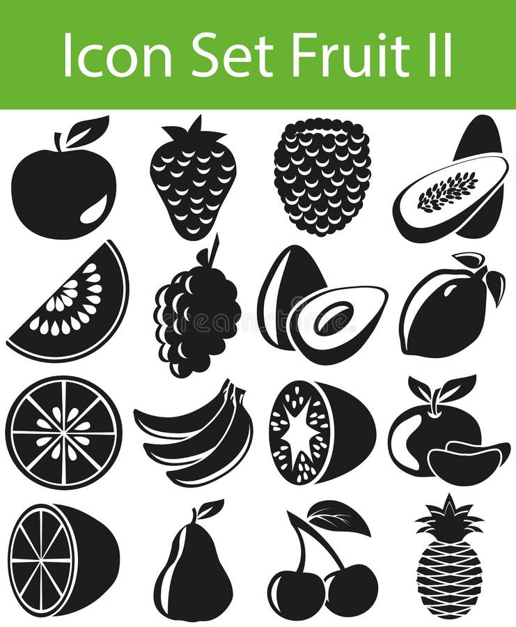 Icon Set Fruit II stock vector. Illustration of fruits - 84417856