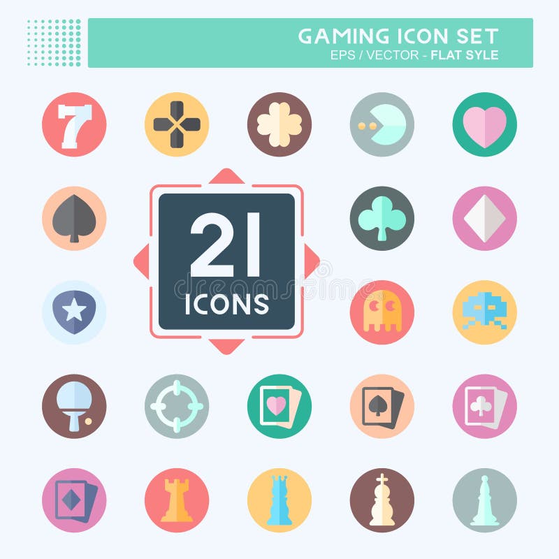 Icon Set Gaming - Flat Style,Simple Illustration,Editable Stroke Stock ...