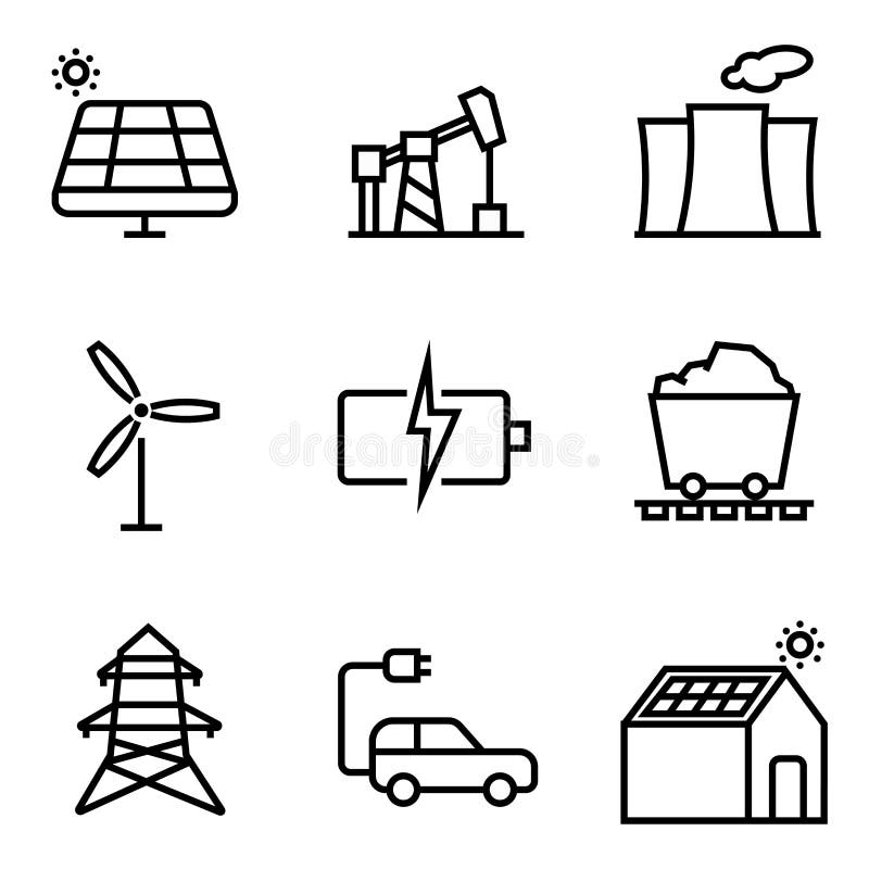 Icon Set of Global Energy Source Dirty Energy Source and Clean Energy ...