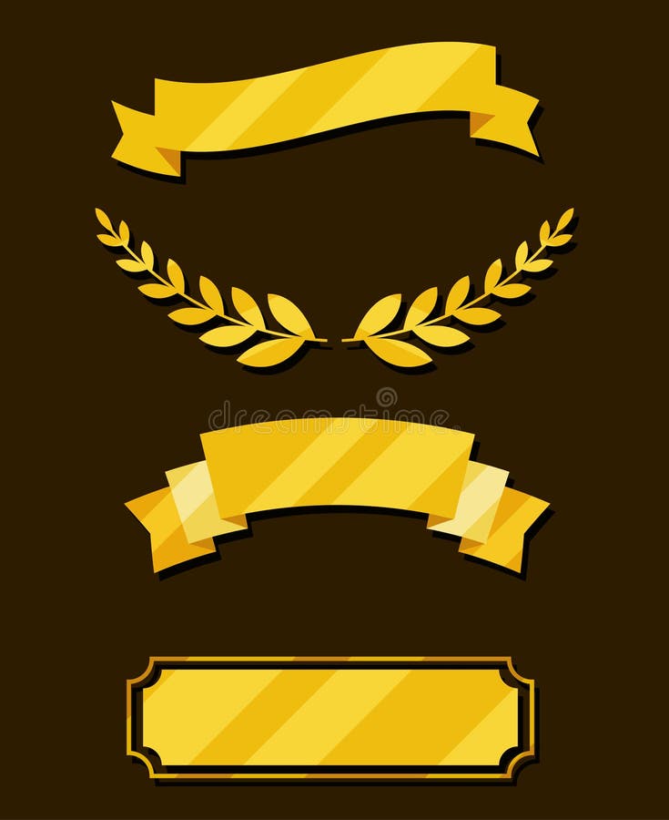 Icon set gold emblems stock vector. Illustration of emblem - 253745425