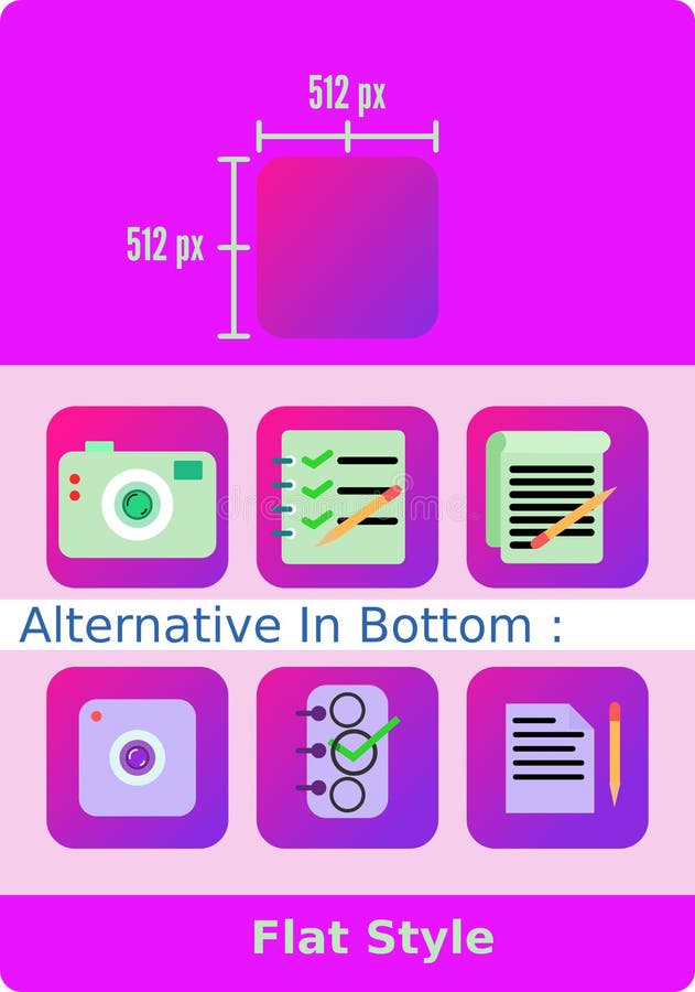 Icon Set with Gradient Color Stock Illustration - Illustration of notes ...