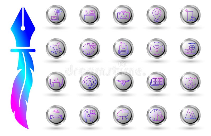 Icon Set Gradient DIGITAL NOMAD LIFESTYLE Stock Vector - Illustration of icon, freelancer: 355792312