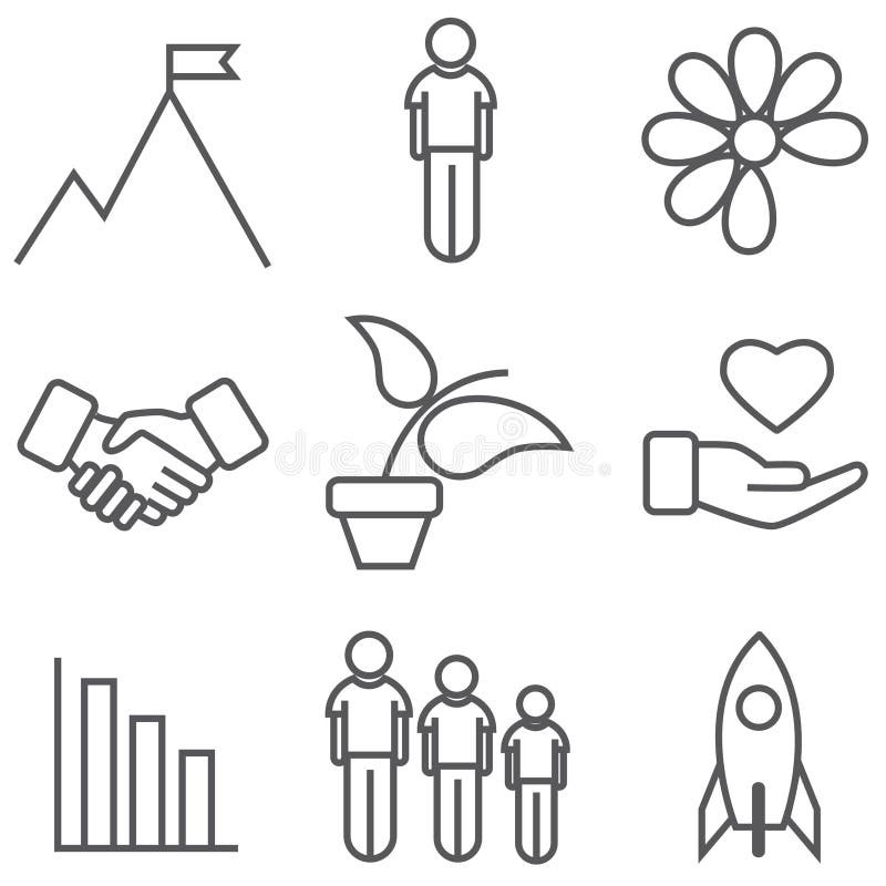 Icon Set of Growing and Development Stock Vector - Illustration of ...
