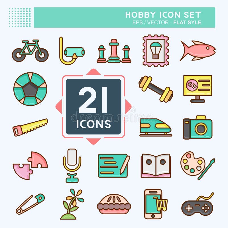 Icon Set Hobby. Suitable for Education Symbol. Flat Style. Simple ...