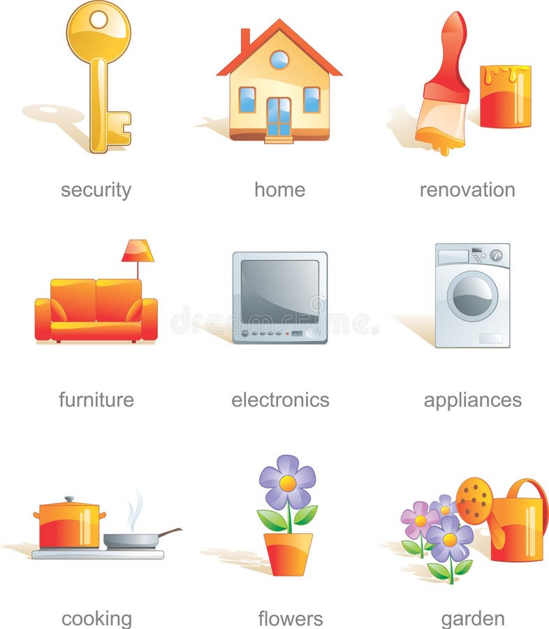 Icon set - home equipment stock vector. Illustration of household - 3877737