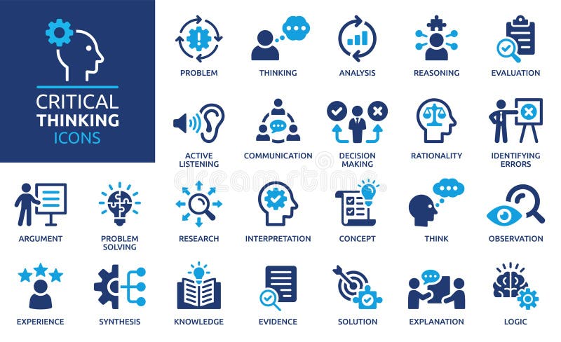 Critical Thinking Icon Set. Think, Problem-solving, Analysis, Reasoning ...