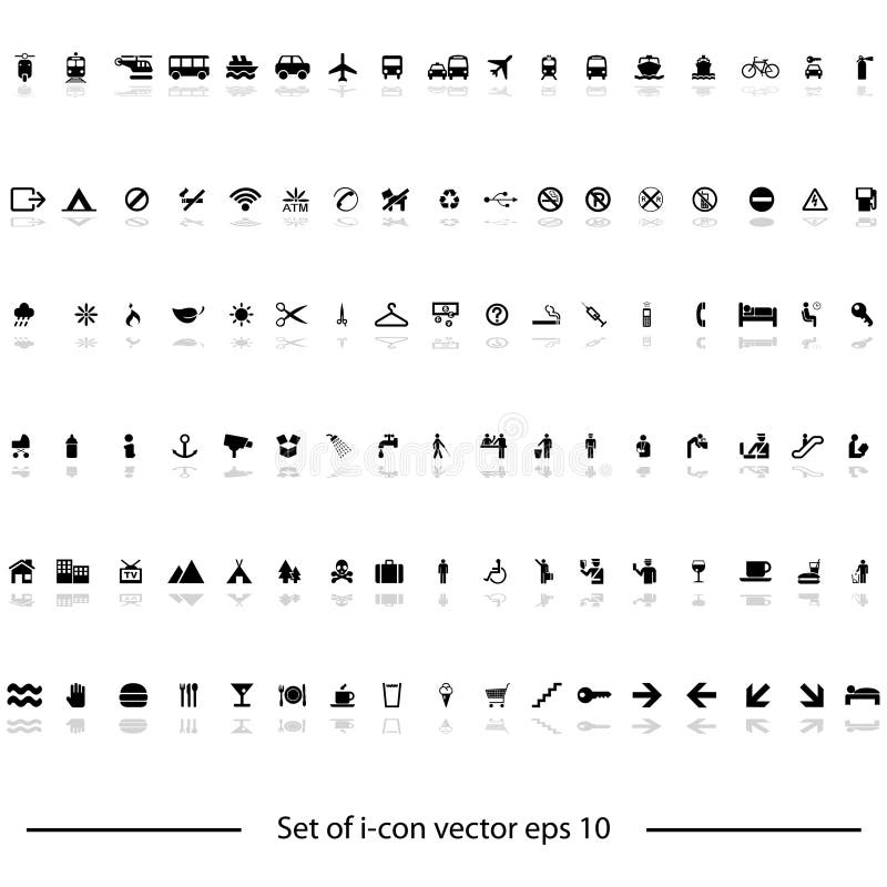 182 Icons and Pictograms Set Stock Vector - Illustration of information ...