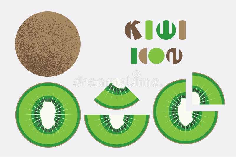 Icon Set of Kiwi Fruit Graphic with Circular Shape Design. Stock Vector ...