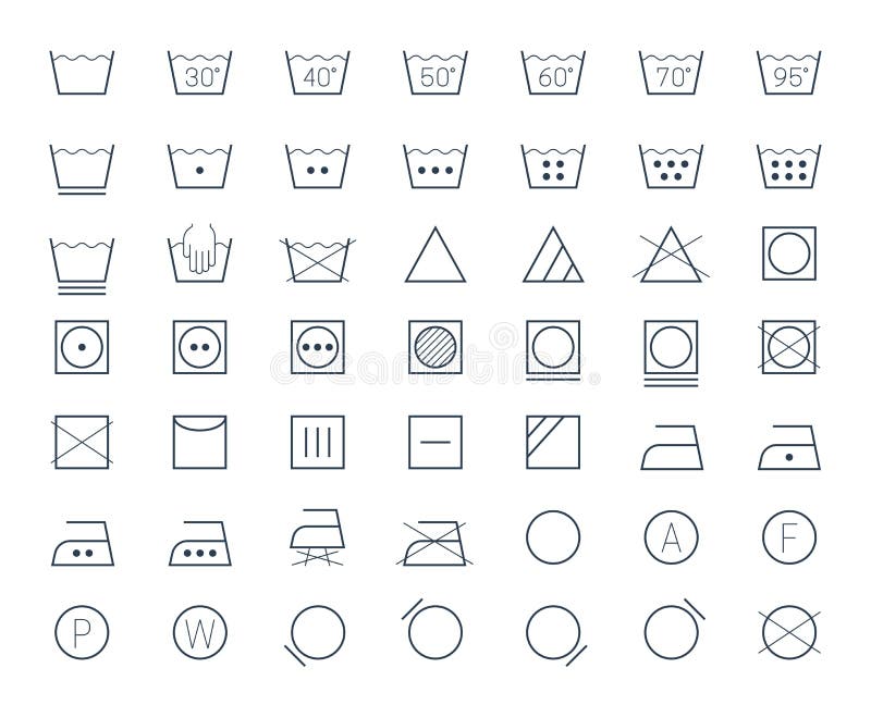 Textile Care Symbols, Vector Set Stock Vector - Illustration of icon ...