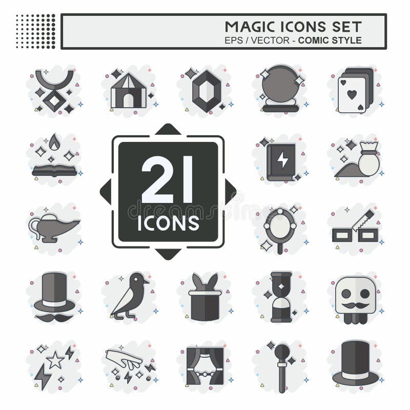 Icon Set Magic. Related To Holiday Symbol. Comic Style. Simple Design ...