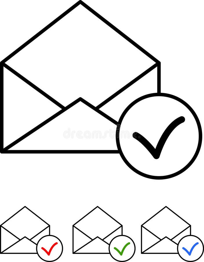 Icon Set - Mail with Check Mark - Vector Stock Vector - Illustration of ...