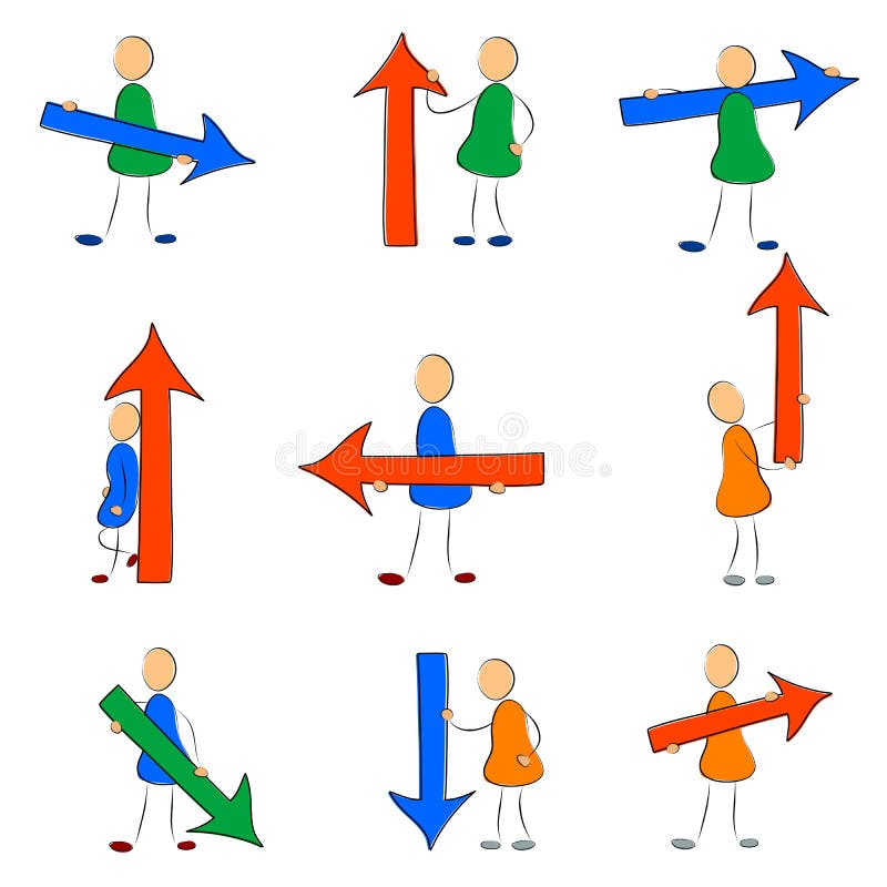 Icon set man with arrow stock vector. Illustration of male - 61564806