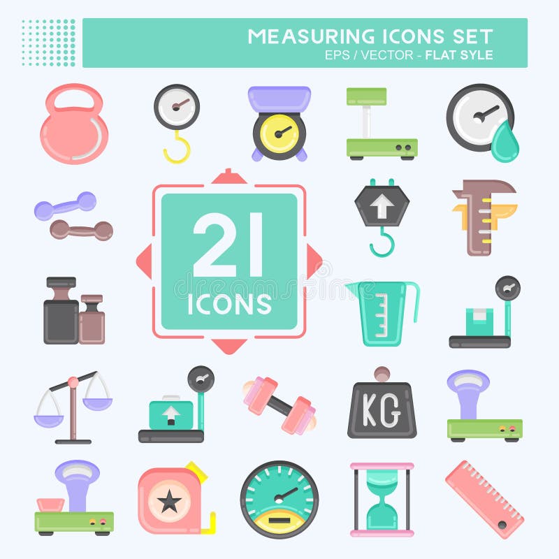 Icon Set Measuring. Suitable for Education Symbol. Flat Style. Simple ...