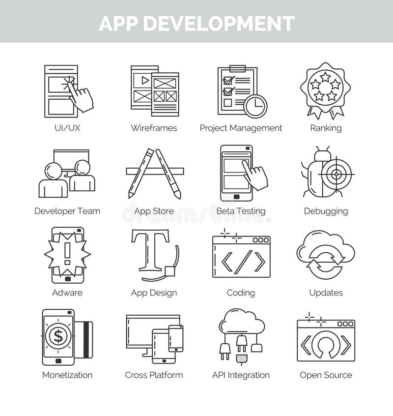 Icon Set for Mobile Application Development. Stock Vector ...