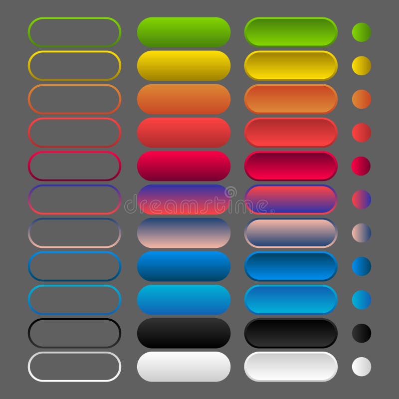 Icon Set Multi Colored Button in Flat Style. Stock Vector ...