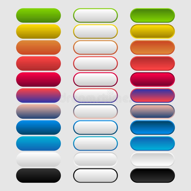 Icon Set Multi Colored Button in Flat Style. Stock Vector ...